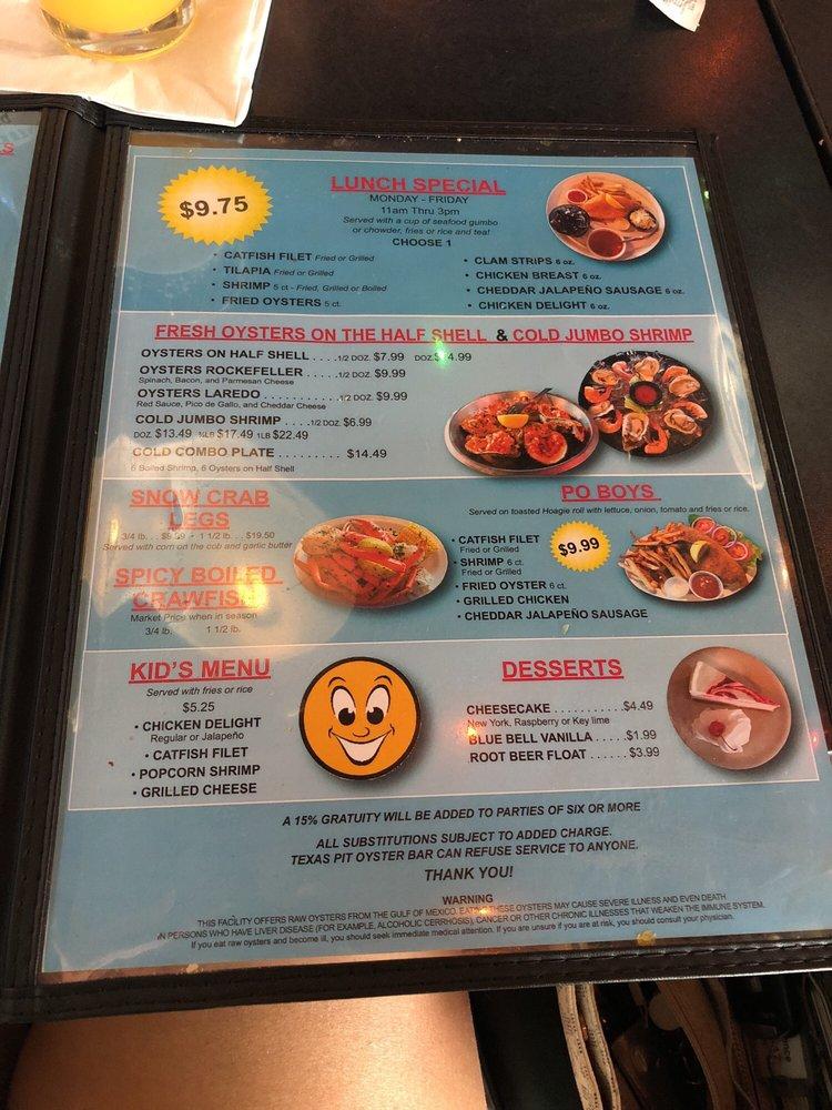 Menu at Texas Pit Oyster Bar, Inc., Fort Worth