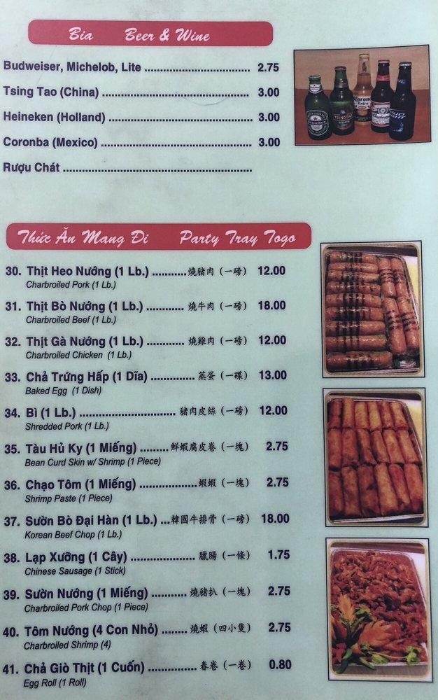 Menu at Com Tam Ninh Kieu restaurant, Rosemead