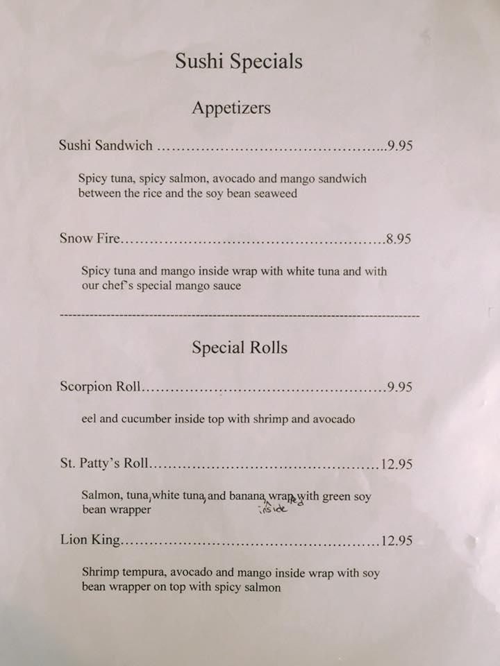 Menu at Eastern Garden restaurant, Sussex