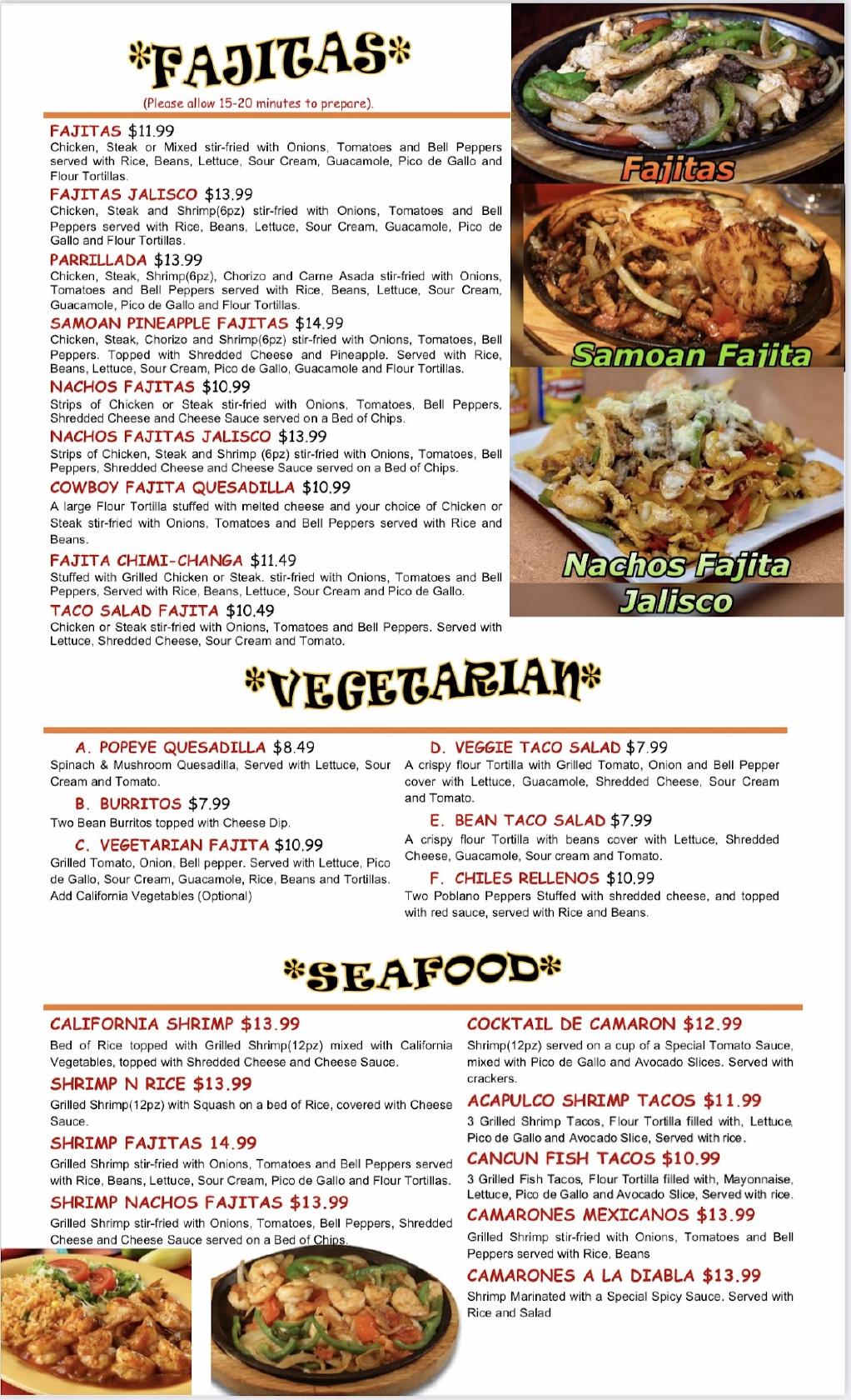 Menu at El CHARRO TEXANO TACOS AND TAPS restaurant, Richmond