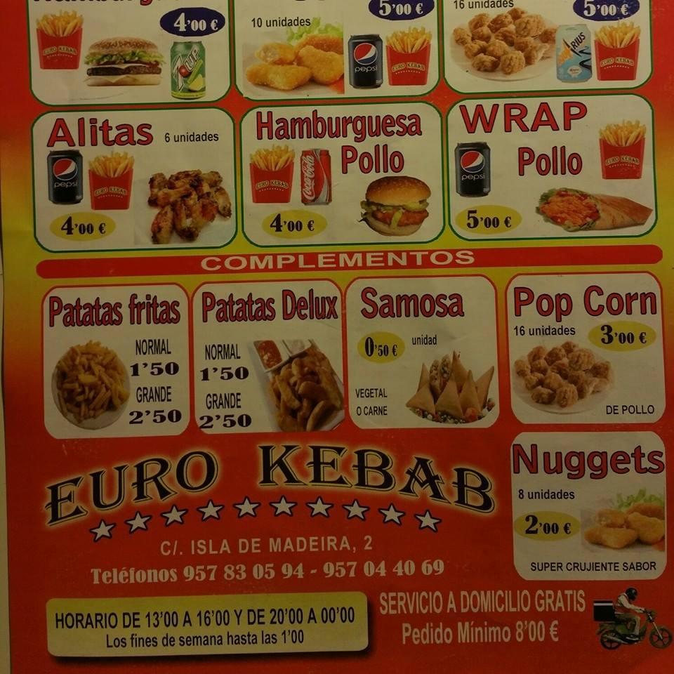 Menu at Euro kebab isla madeira, Córdoba