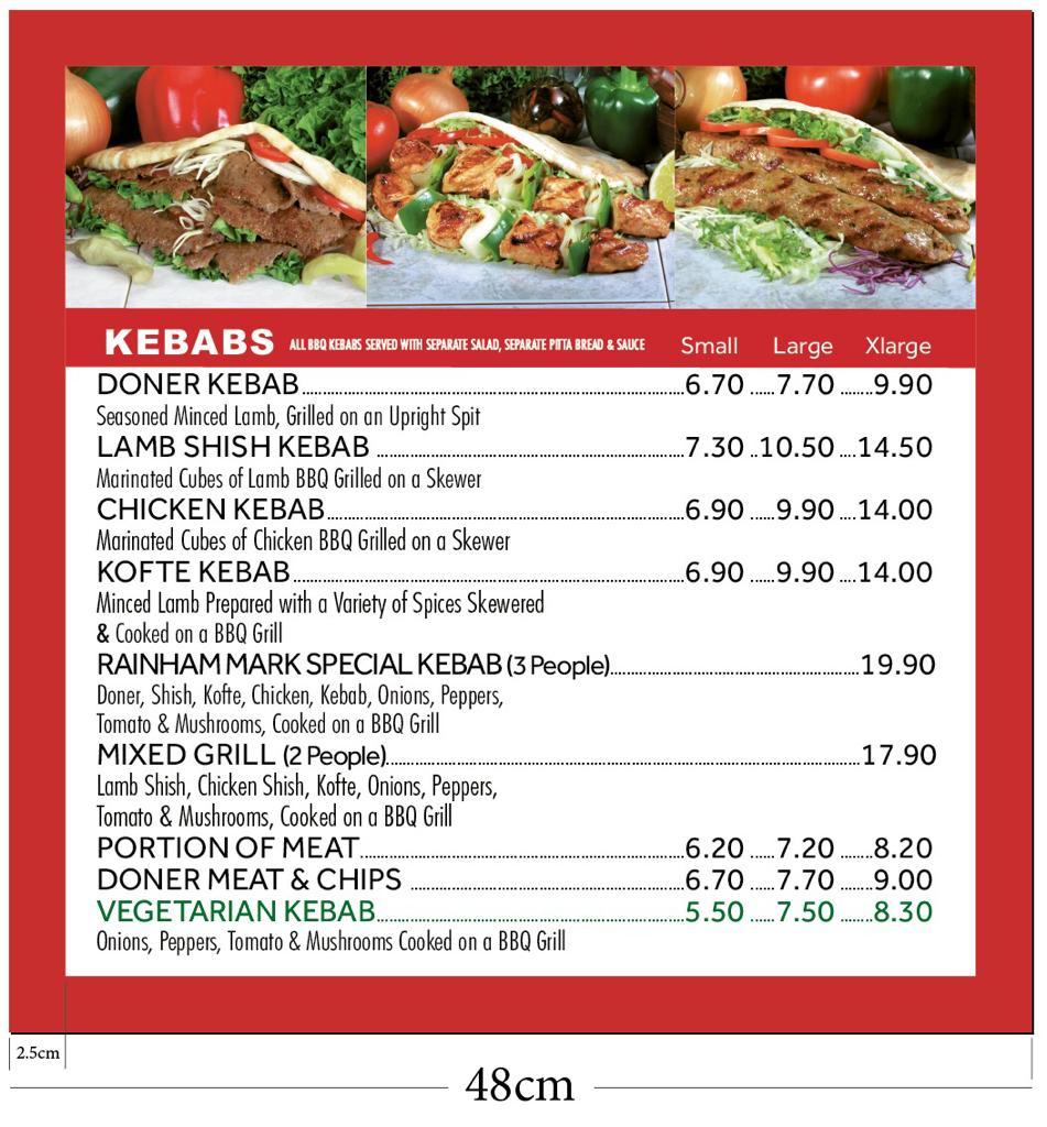 Menu at Rainham Mark Fish & Kebab restaurant, Rainham