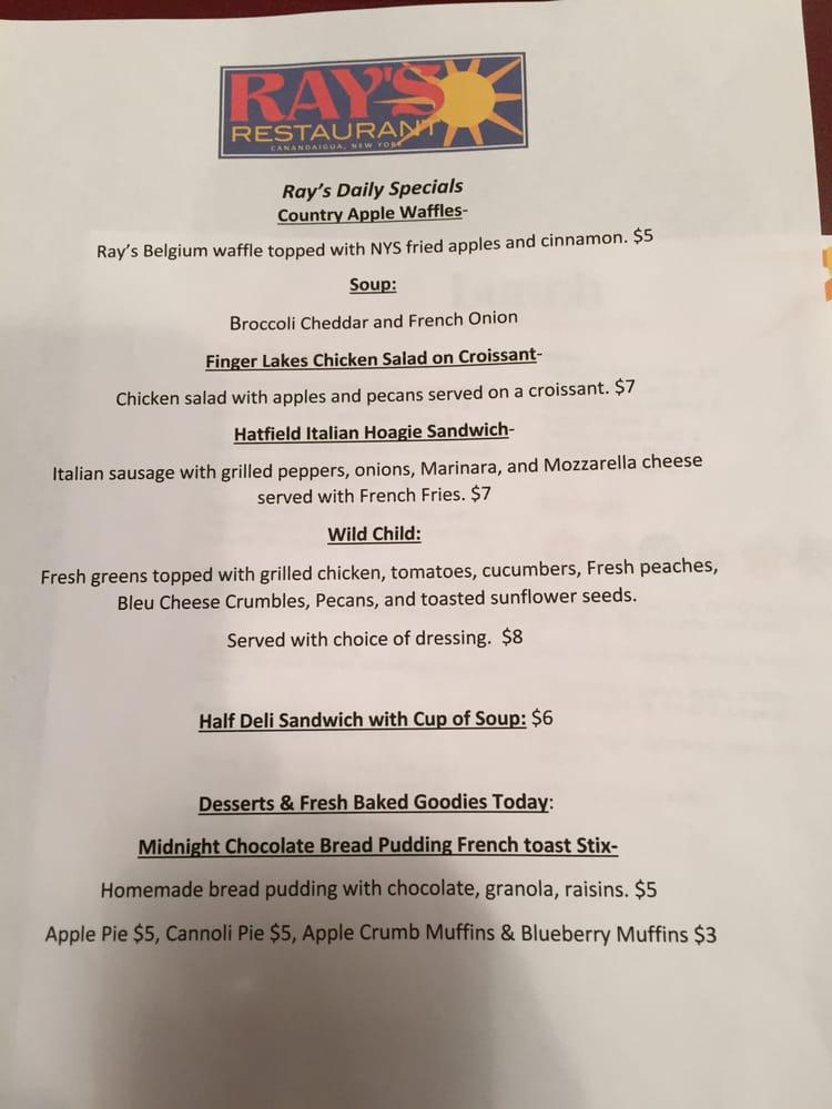 Menu at Ray's Restaurant, Canandaigua