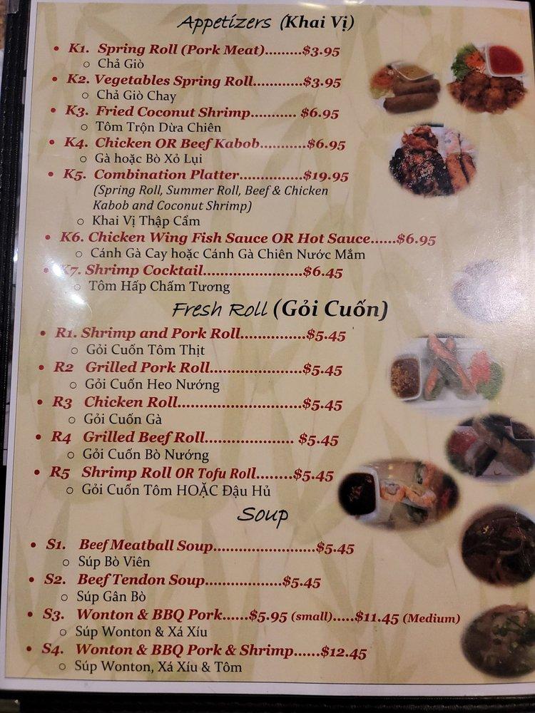 Menu at Saigon Garden restaurant, Winter Haven