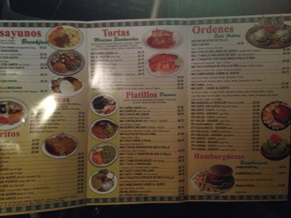 Carta de El Chilito Restaurant, Downey, Paramount Blvd