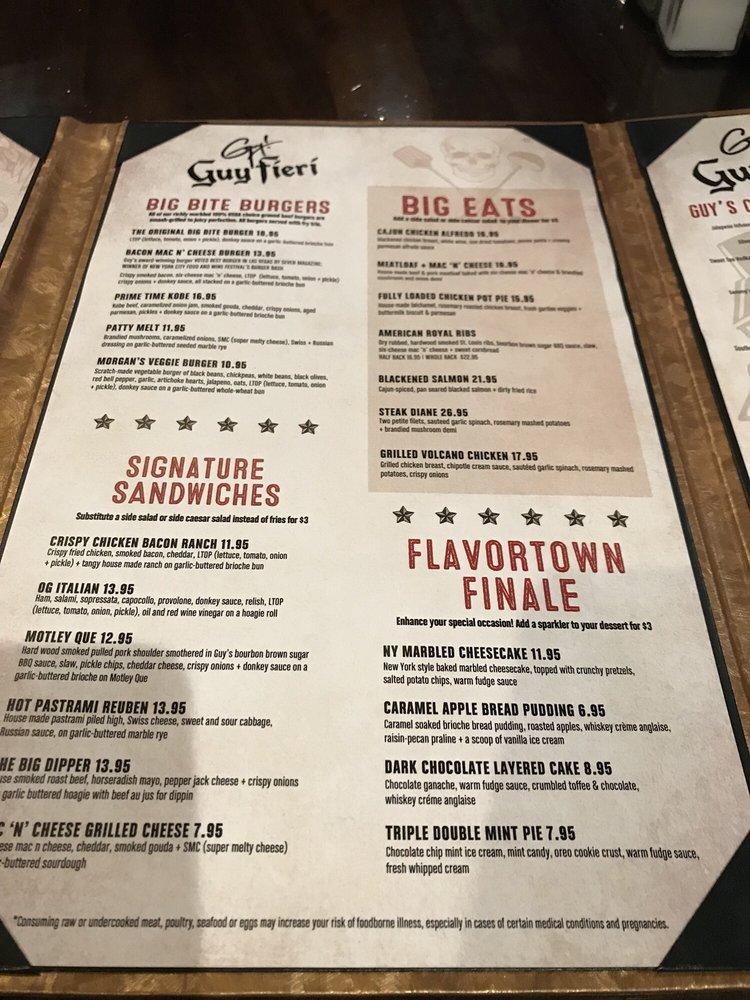 Menu at Guy Fieri's American Kitchen & Bar, The Villages