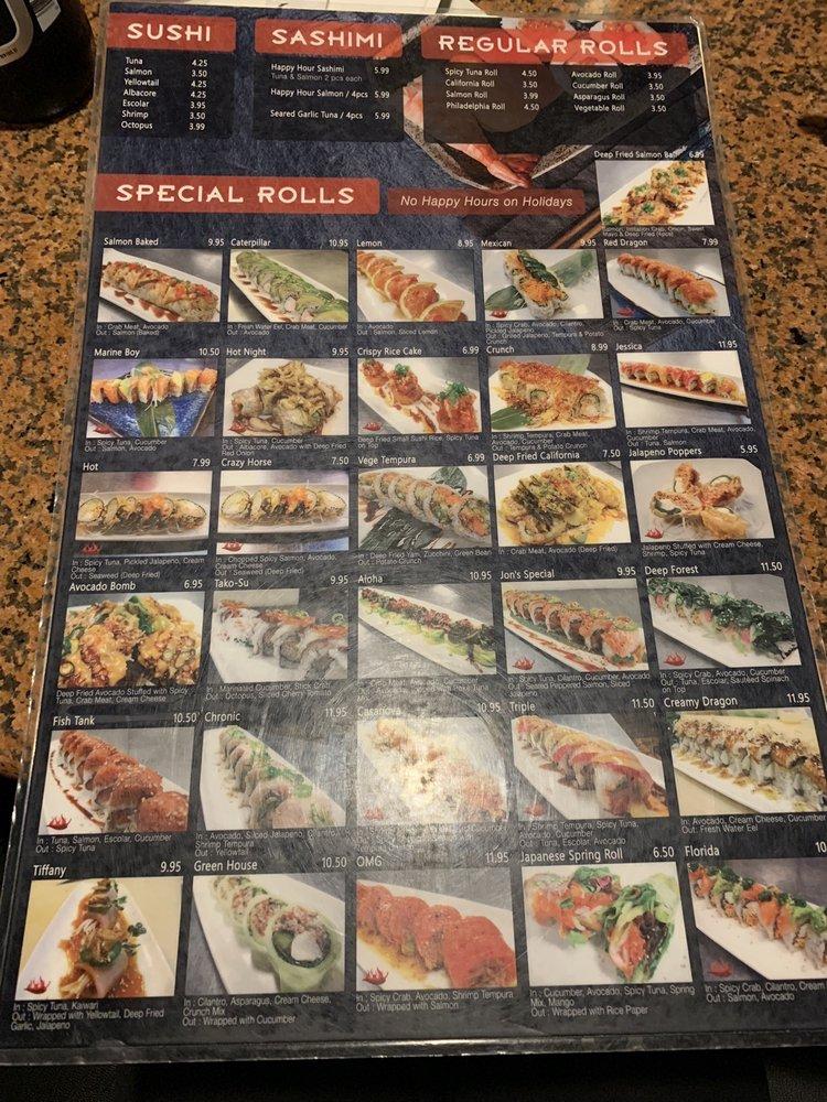 Menu at Kibo Sushi restaurant, Ventura