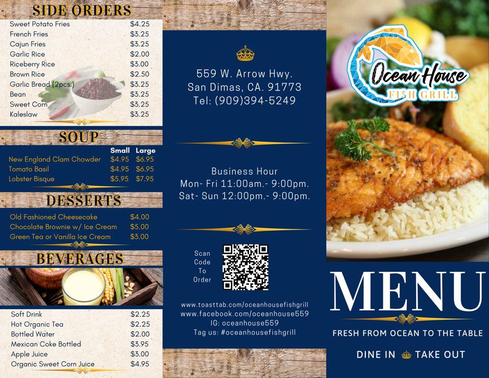 Menu at ocean house fish grill restaurant, San Dimas
