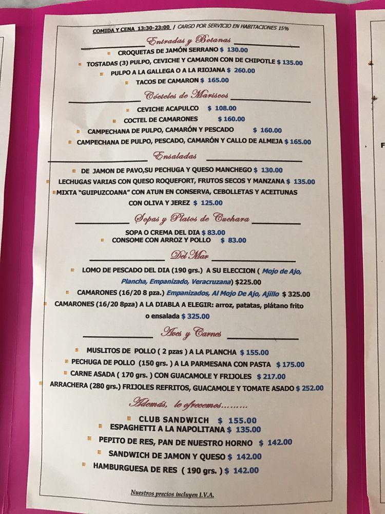 Menu at Restaurante Bambuco, Acapulco