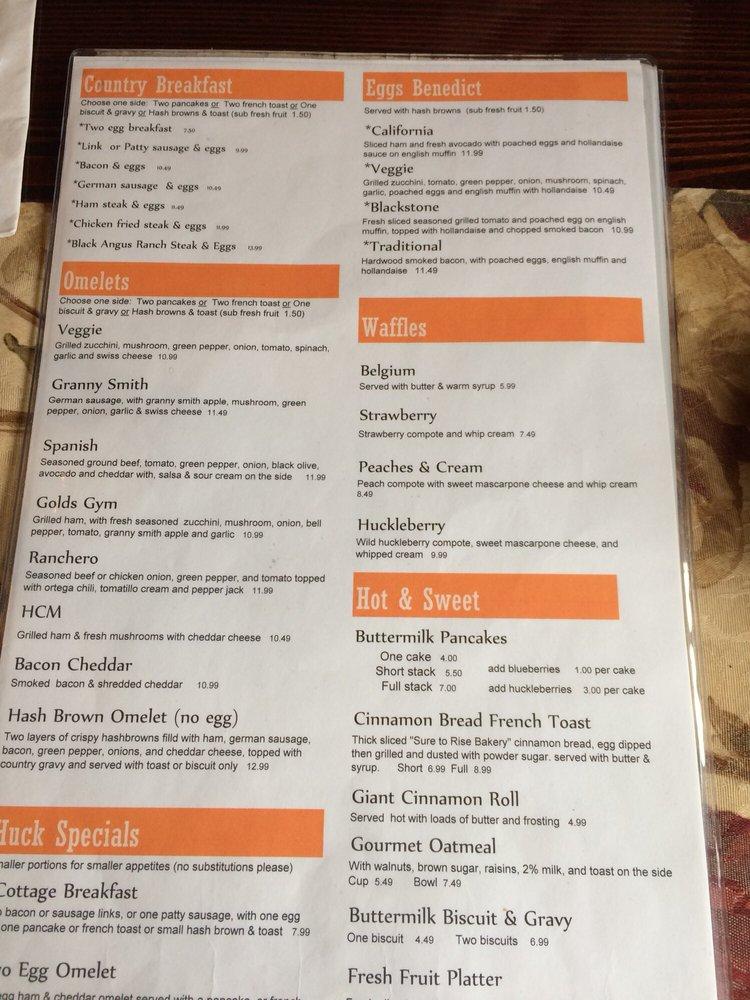Menu at The Wild Huckleberry restaurant, Wenatchee