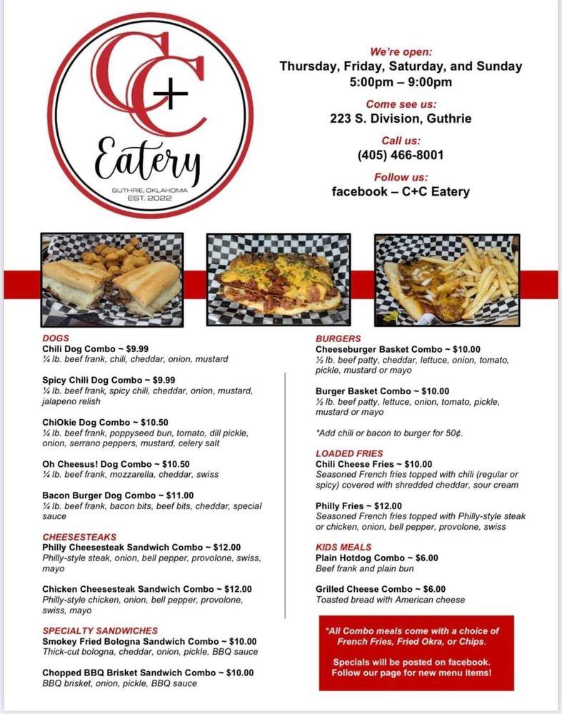 Menu at C+C eatery restaurant, Guthrie