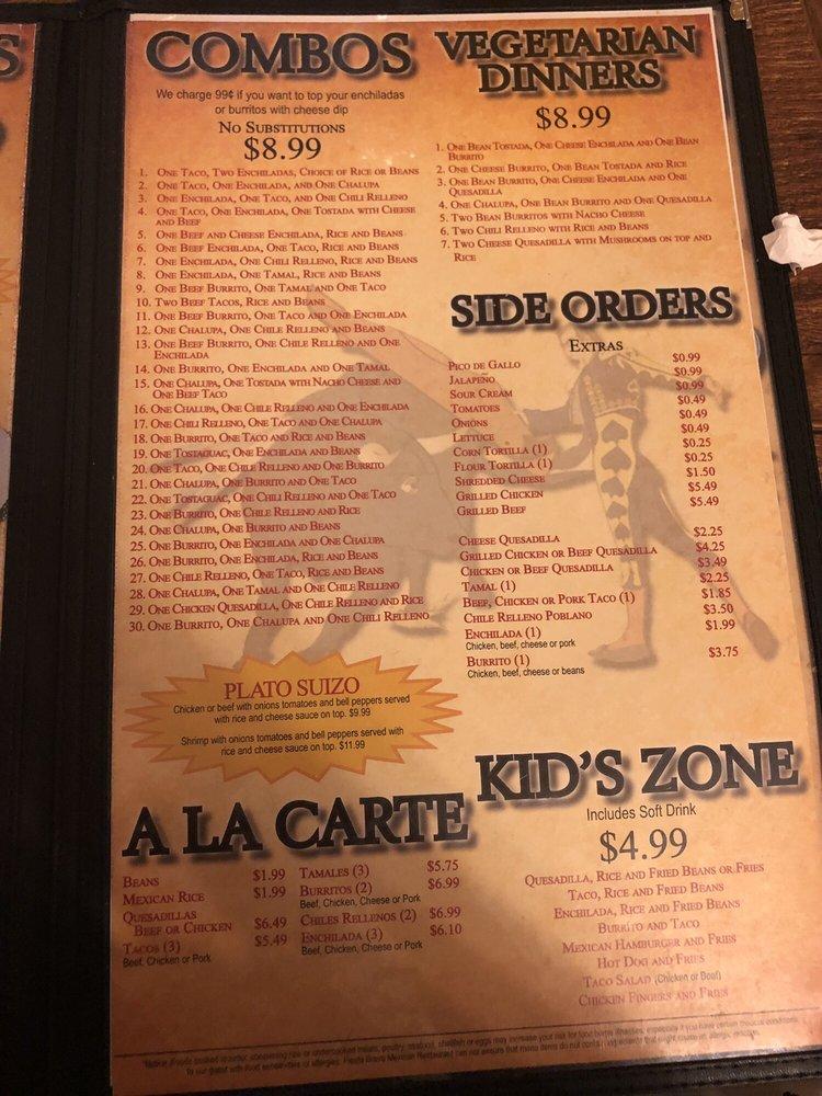 Menu at Fiesta Brava restaurant, Broken Bow