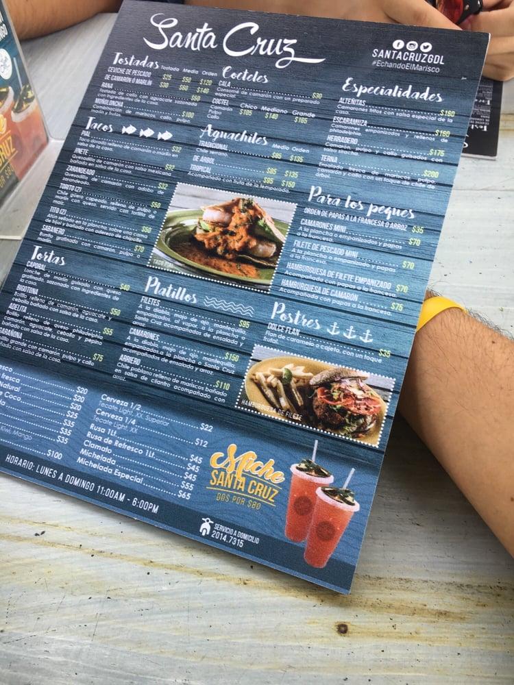 Carta del restaurante Santa Cruz, Guadalajara