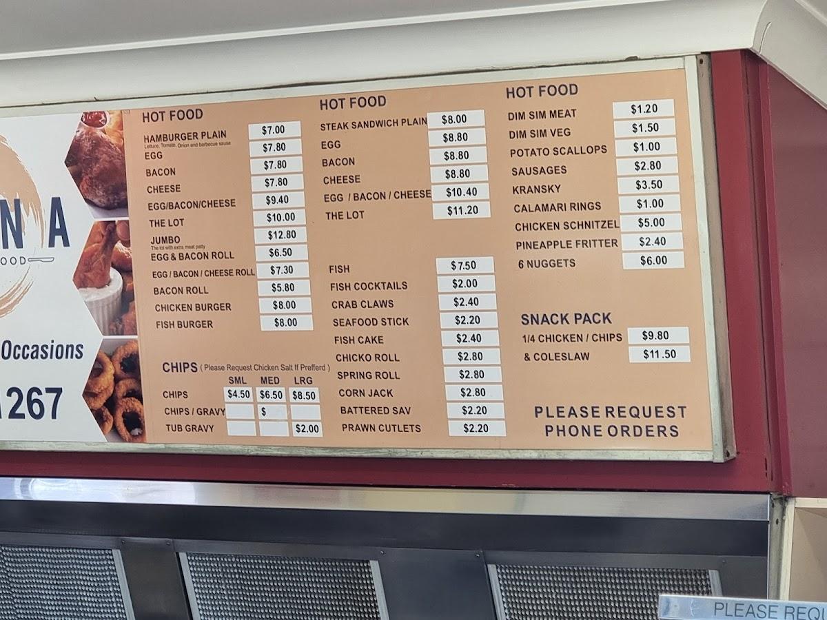 Menu at Orana Takeaway fast food, Kellyville