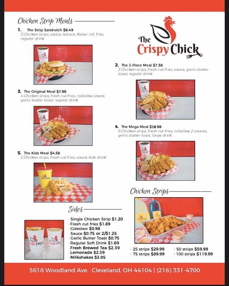 Menu at The Crispy Chick fast food, Cleveland
