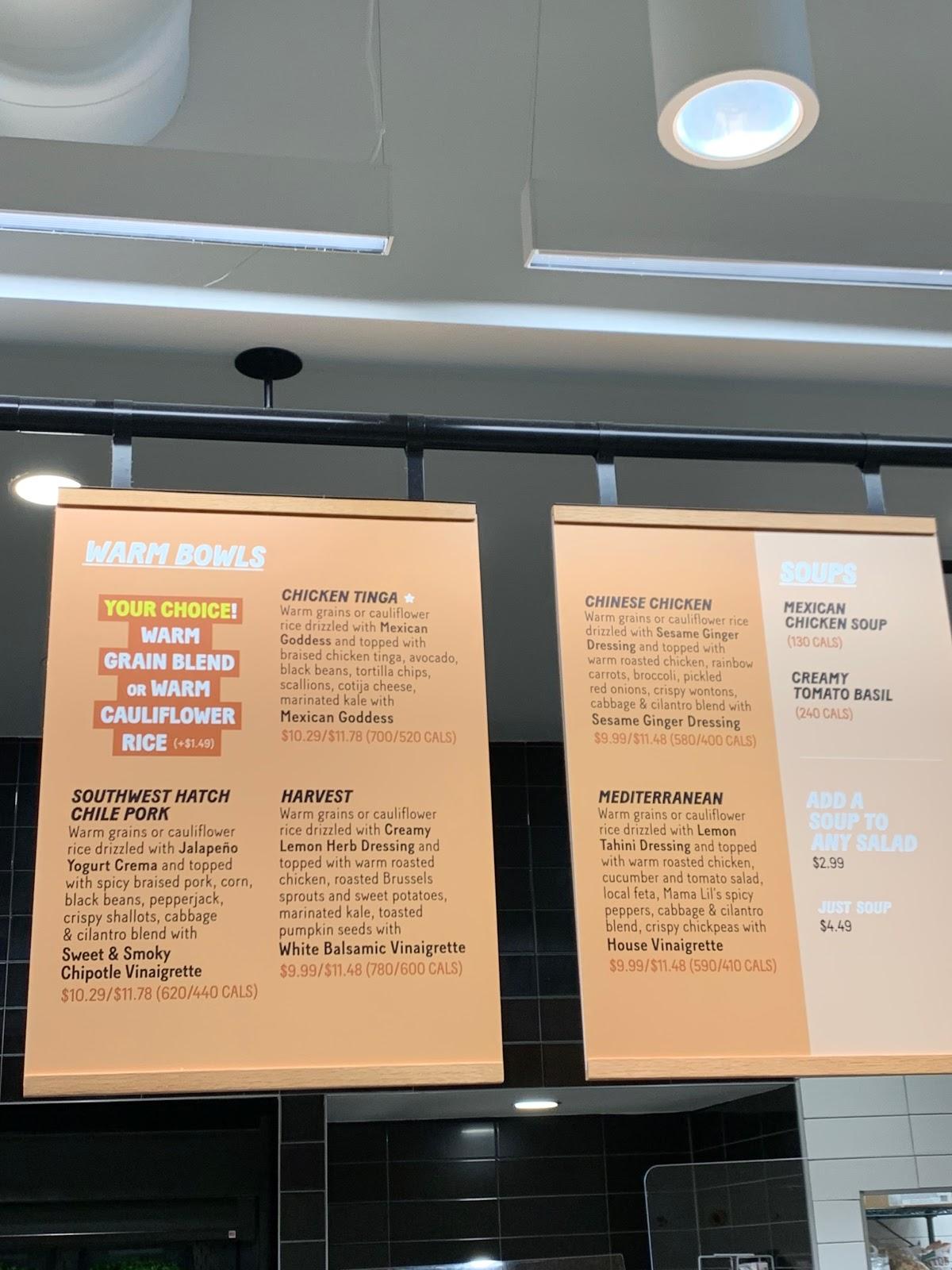 Menu at Chopt Creative Salad Co. restaurant, Atlanta, Piedmont Ave NE