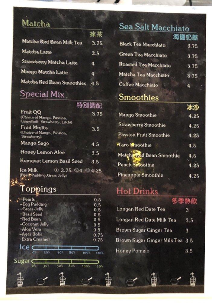 Menu at MandRo Teahouse restaurant, Milpitas
