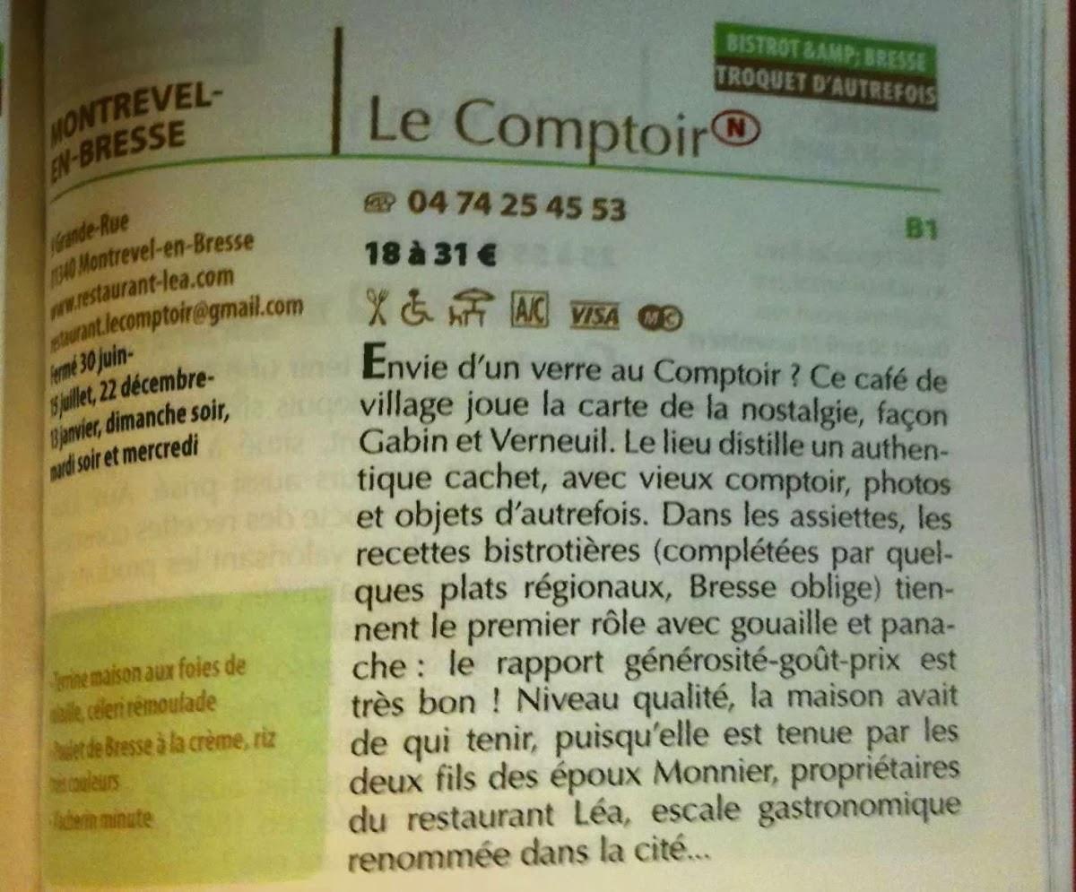 Menu au Restaurant Le Comptoir, Montrevel-en-Bresse