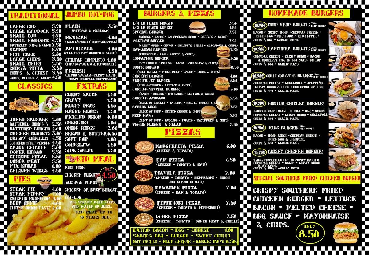 Menu at The Codfather fish & chips Lanzarote restaurant, Tías