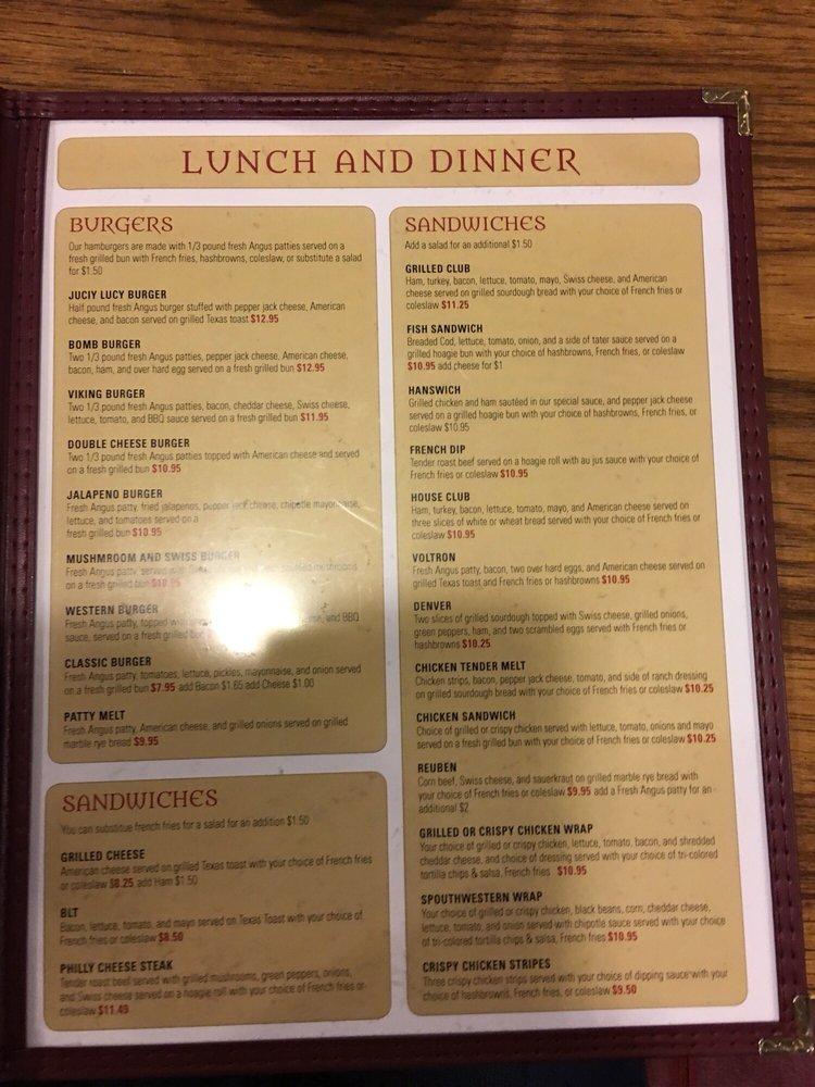 Menu at Vicky's Viking Room restaurant, Valley City