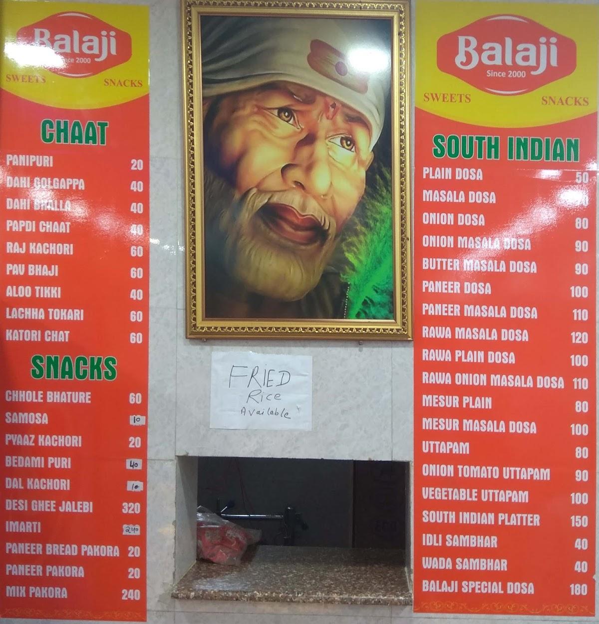 Menu at Balaji Sweets & Snacks, Gurugram