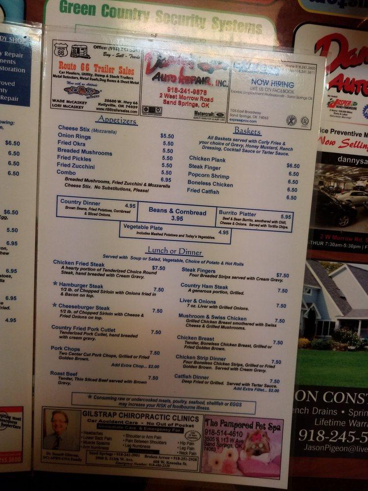 Carta de Crescent Cafe, Sand Springs
