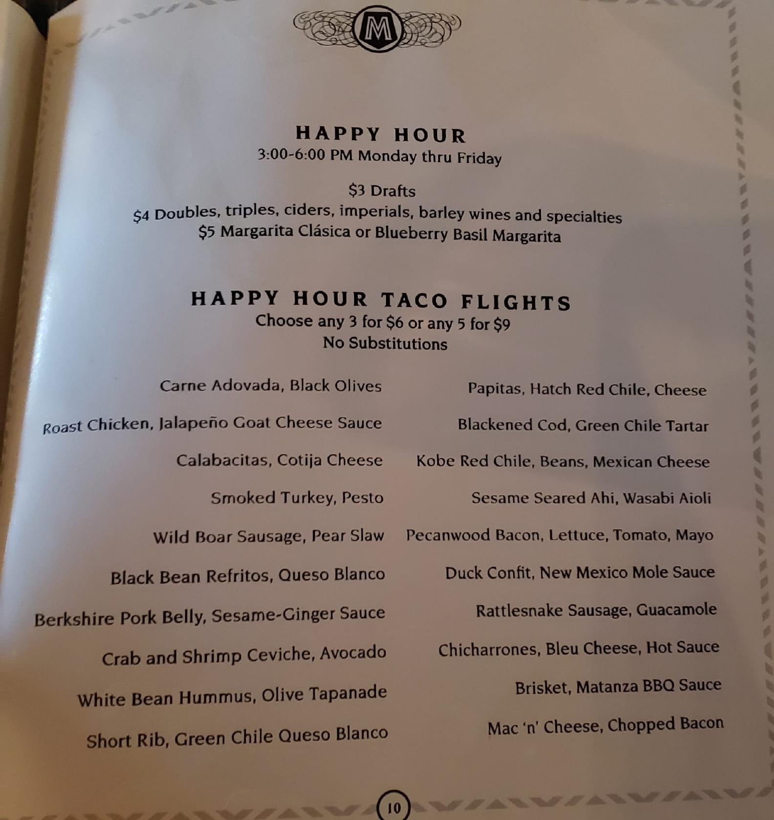 Menu at Matanza pub & bar, Albuquerque, Central Ave NE