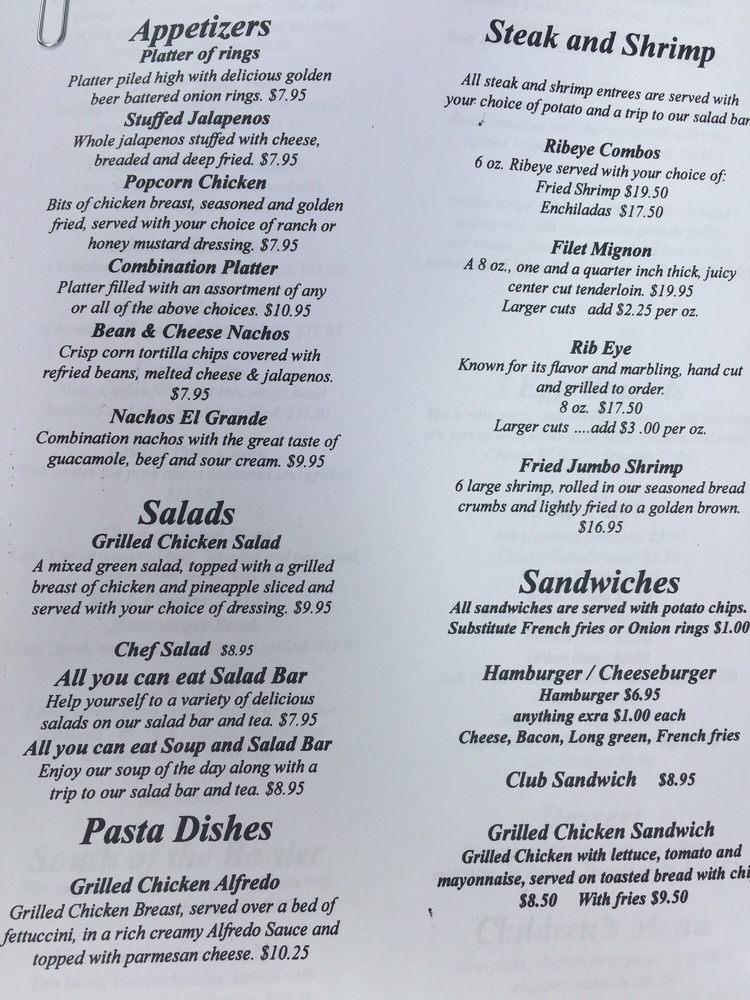 Menu at Pecos Valley Country Club, Pecos