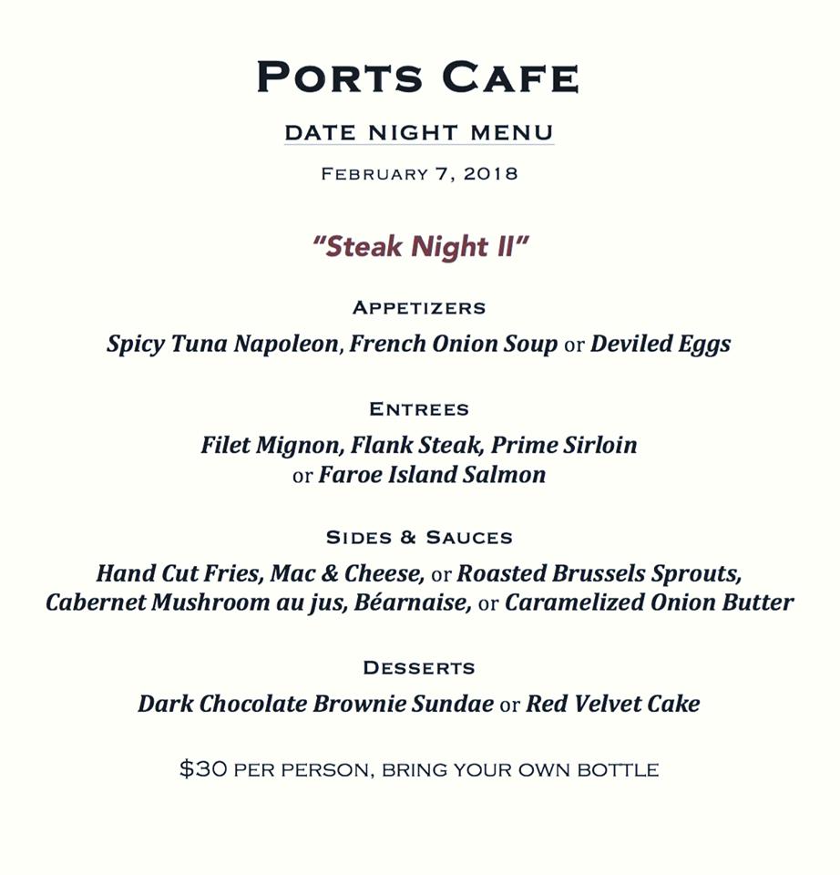 Menu at Ports Cafe, Geneva