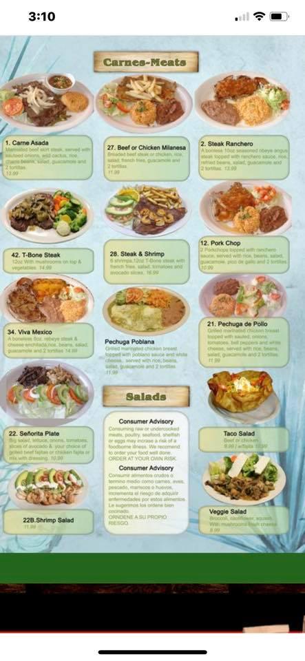 Menu at Chile Verde Mexican Restaurant, San Antonio, Monaco Cir