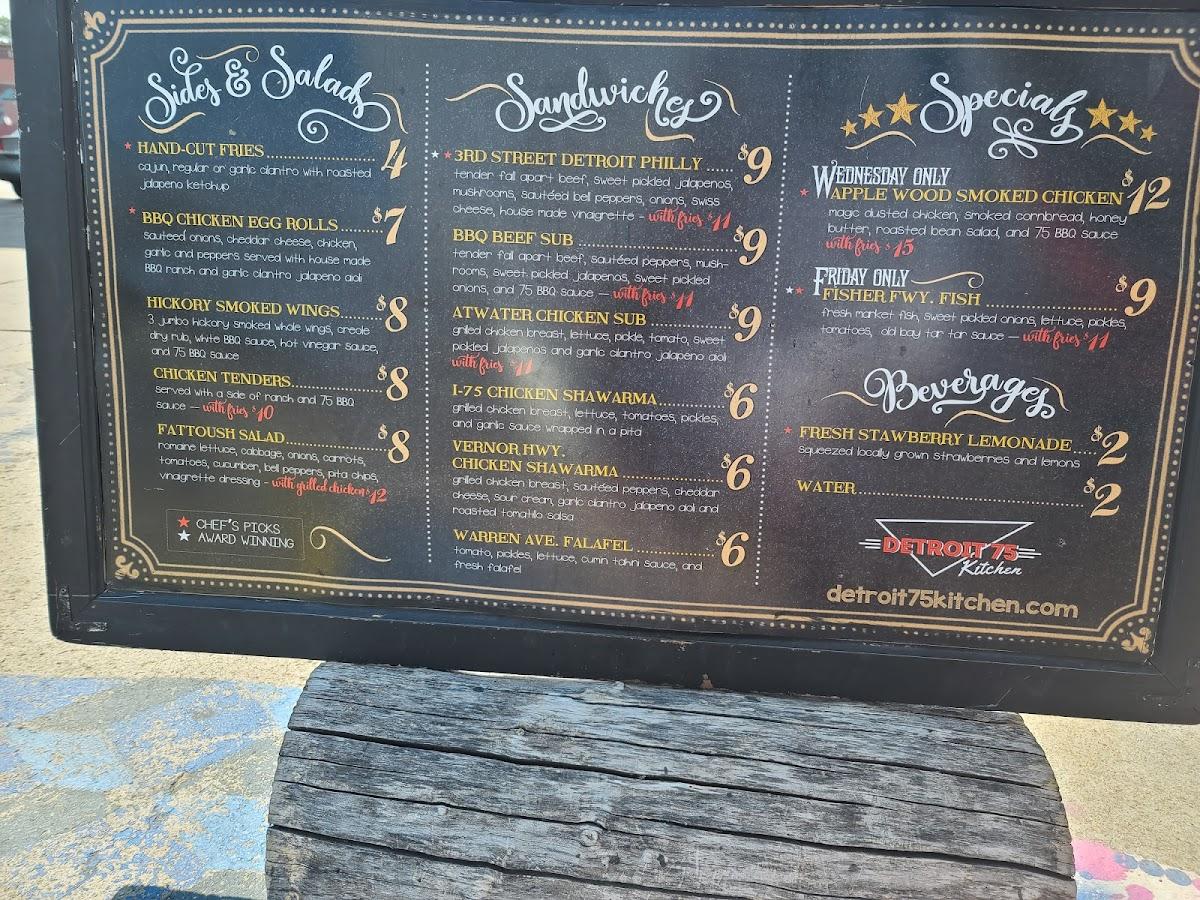 Menu at Detroit 75 Kitchen restaurant, Detroit, W Fort St