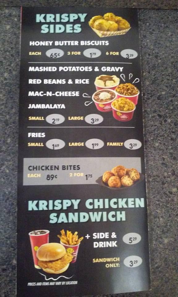 Menu at Krispy Krunchy Chicken restaurant, Warren, E 10 mile Rd