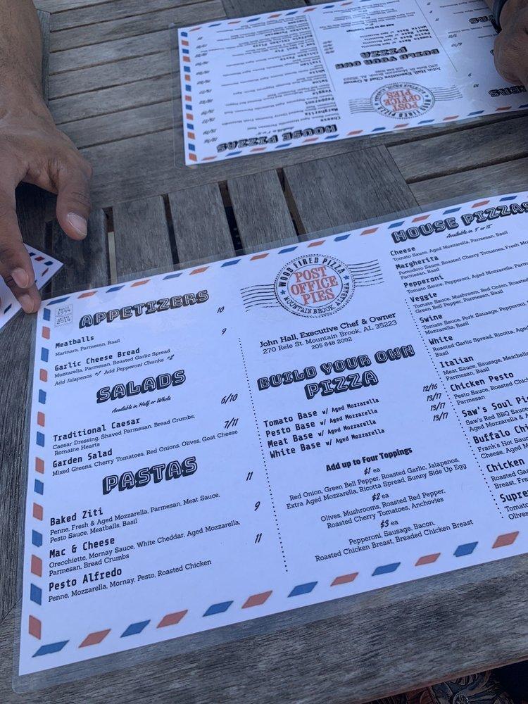 Menu at Post Office Pies Mountain Brook pub & bar, Mountain Brook