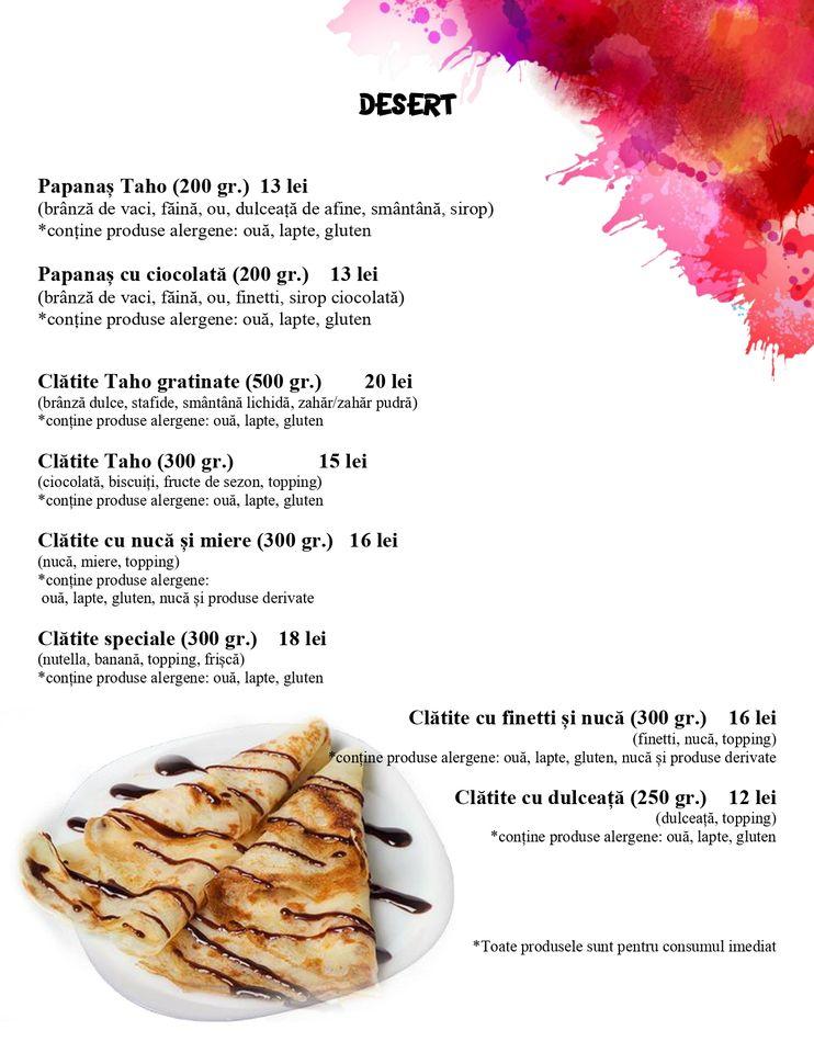 Menu at Taho, Petroșani