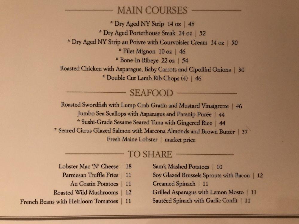 Menu at The Capital Grille pub & bar, Tampa