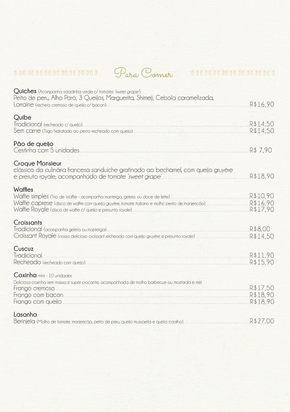 Menu em Atelier de Doces sobremesas, Brasília