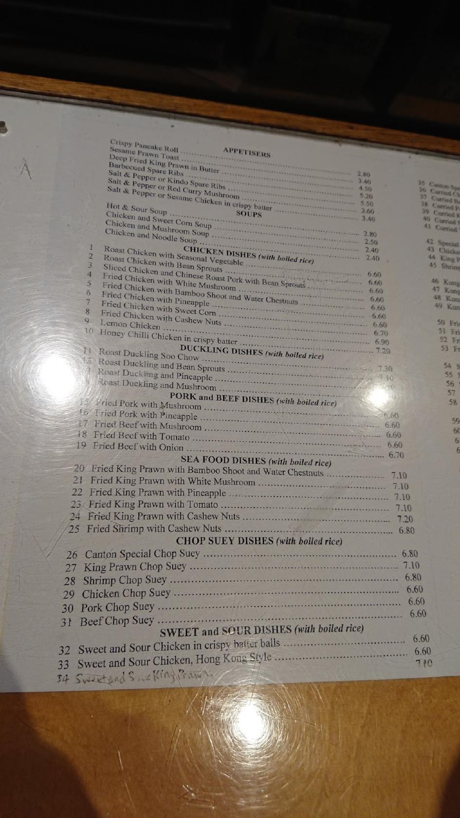 Menu at New Canton House fast food, Aberdeen