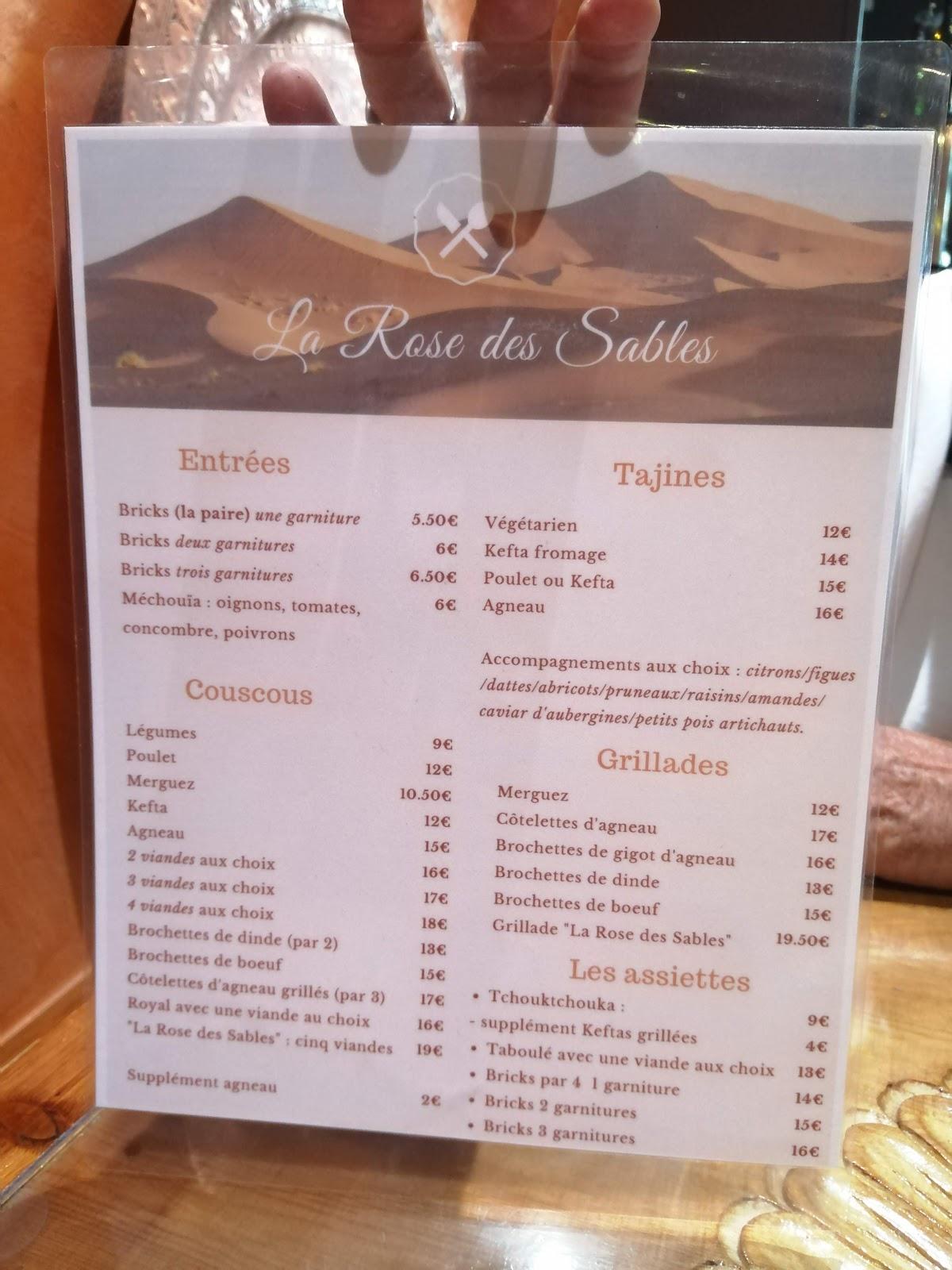 Menu au La Rose des Sables Marmande restaurant, Marmande