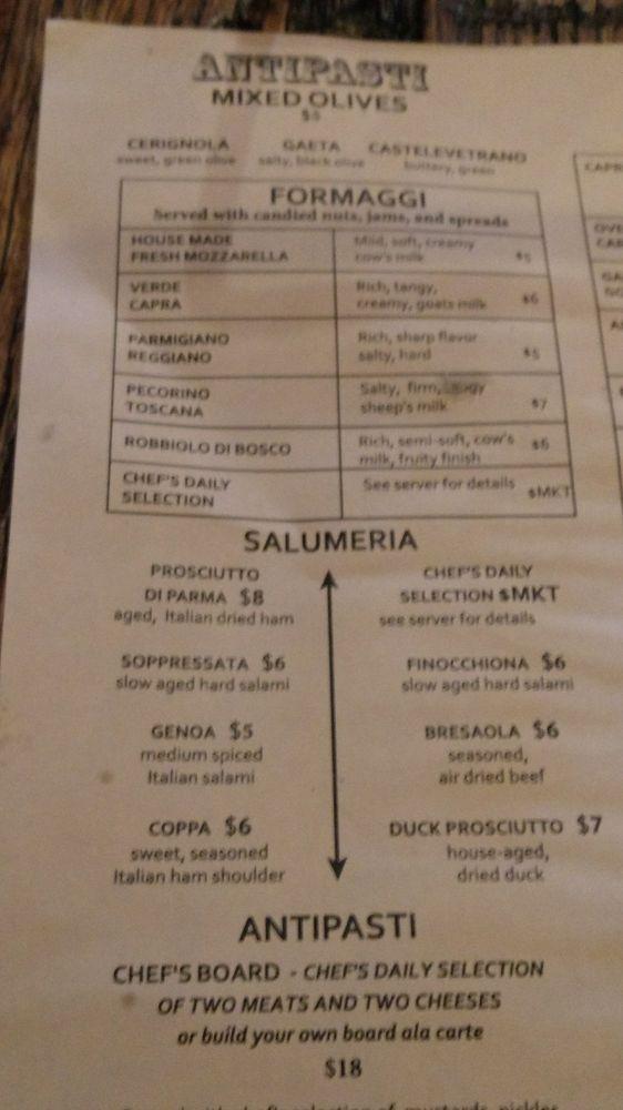 Menu at Ottava Via pizzeria, Detroit, Michigan Ave