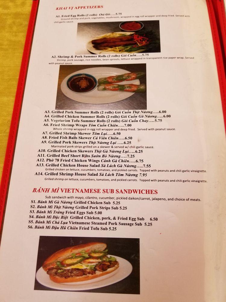 Menu at Pho 78 Restaurant, Pembroke Pines
