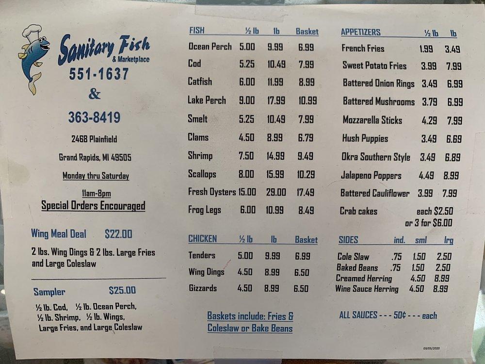 Sanitary Fish Market And Restaurant Menu at Kyle Evans blog