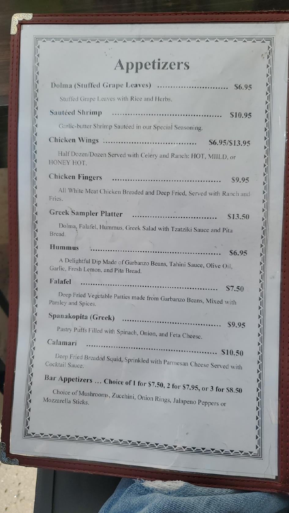Menu at Sunset Bistro restaurant, Sun City, N 99th Ave