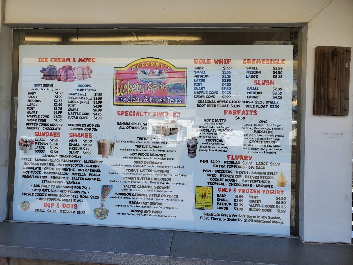 Menu at Bacconi's Lickety Split, Cortland, 4194 Greenville Rd NE