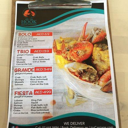 Menu at Off The Hook Seafood Restaurant, Abu Dhabi, 2 Sheikh Rashid Bin ...
