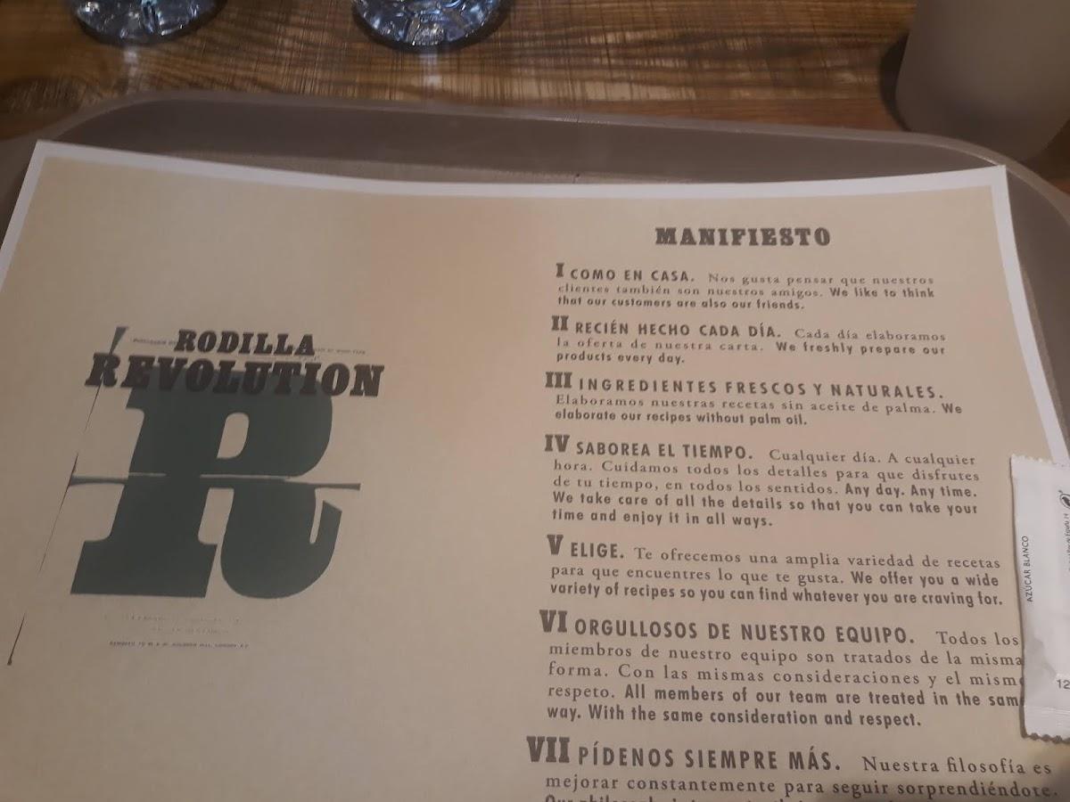 Carta del restaurante Rodilla, Madrid, local 6645