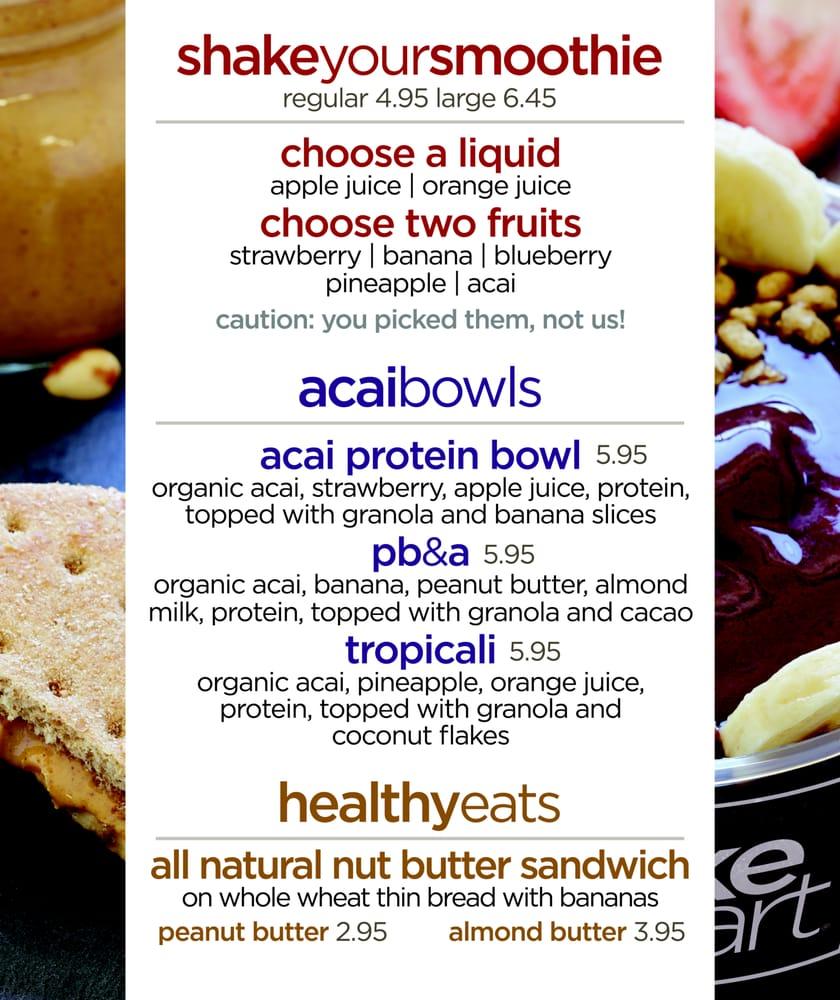 Carta del pub y bar Shake Smart, Camp Pendleton North