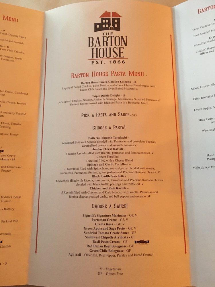 Menu at The Barton House of Salado, Salado