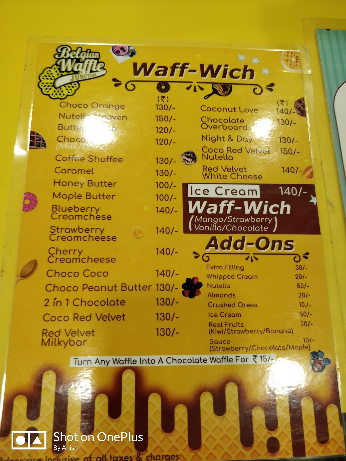 Menu at The Shake Factory, Kolkata, 26