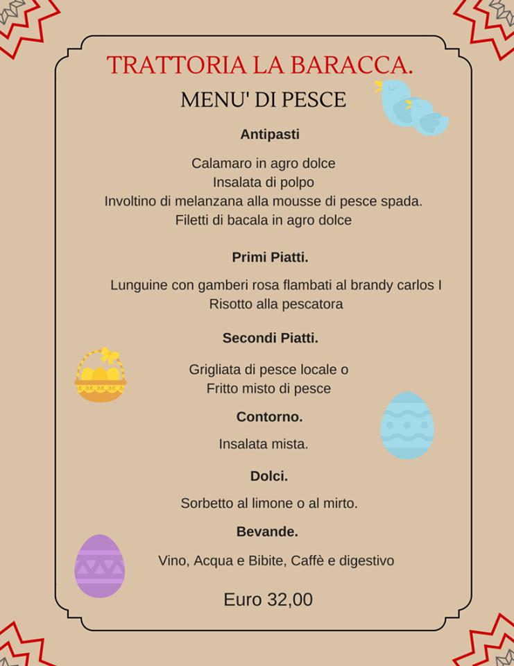 Menu at Trattoria Bar La Baracca s.r.l., La Maddalena, P.za Faravelli