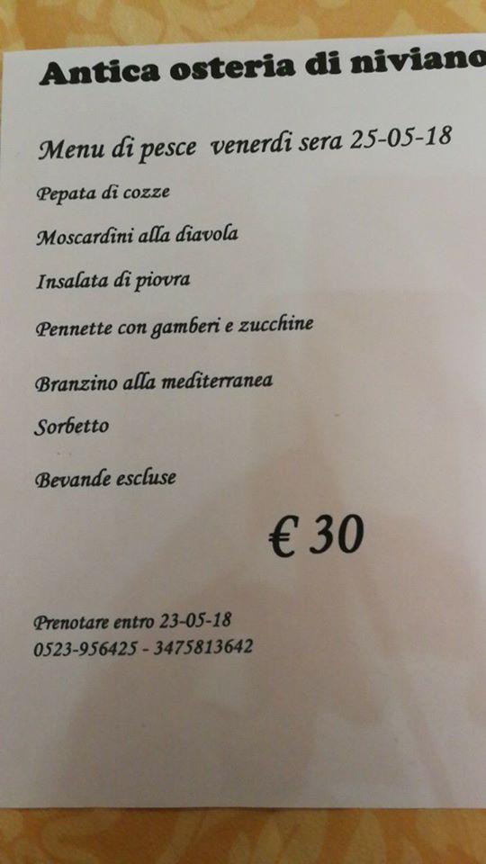 Menu da Antica Osteria Di Niviano ristorante, Rivergaro, Via Chiesa